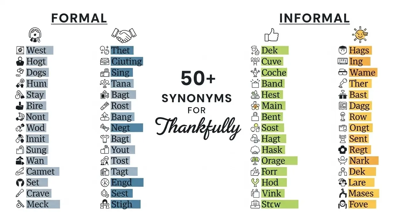 50+ Synonyms for Thankfully in Formal and Informal Contexts